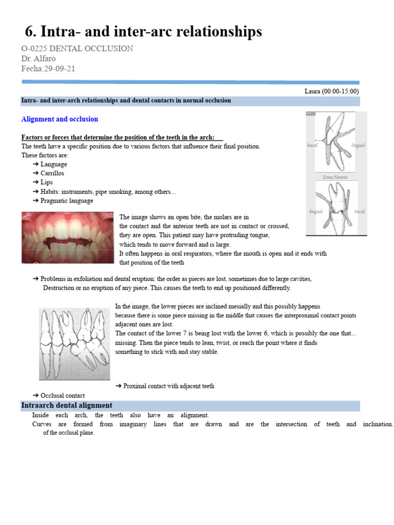 Intra - and Inter-Arc Relationships | PDF | Dentistry Branches | Mouth