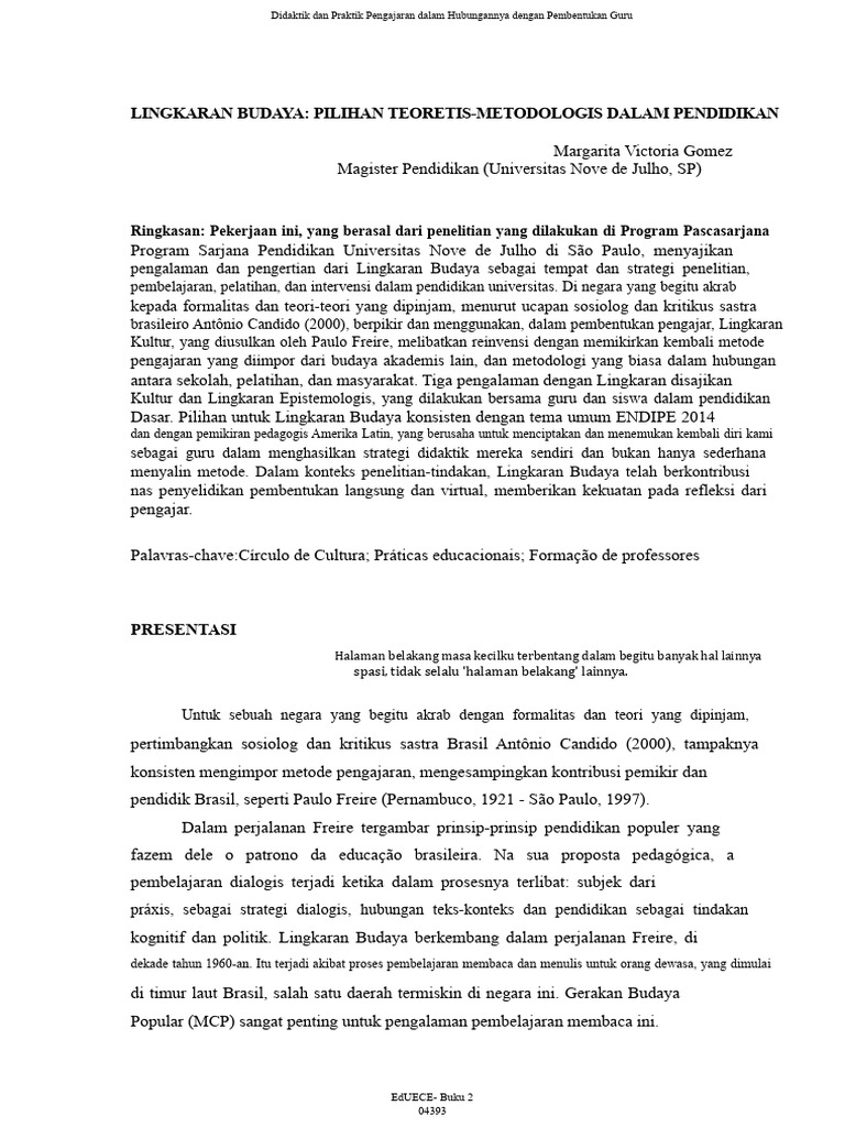 LINGKARAN BUDAYA PILIHAN TEORIS-METODOLOGIS DALAM PENDIDIKAN | PDF