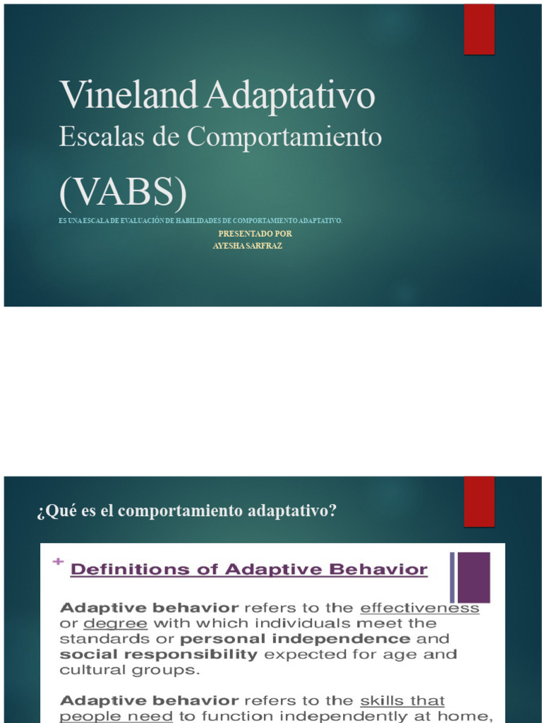 Escalas de Comportamiento Adaptativo VABS | PDF | Ciencias del ...