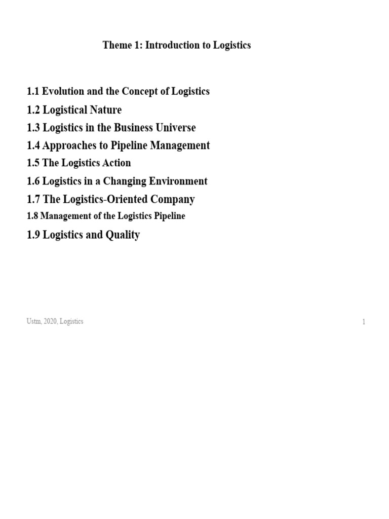 Topic 1 (Introduction To Logistics) | PDF | Logistics | Strategic Management