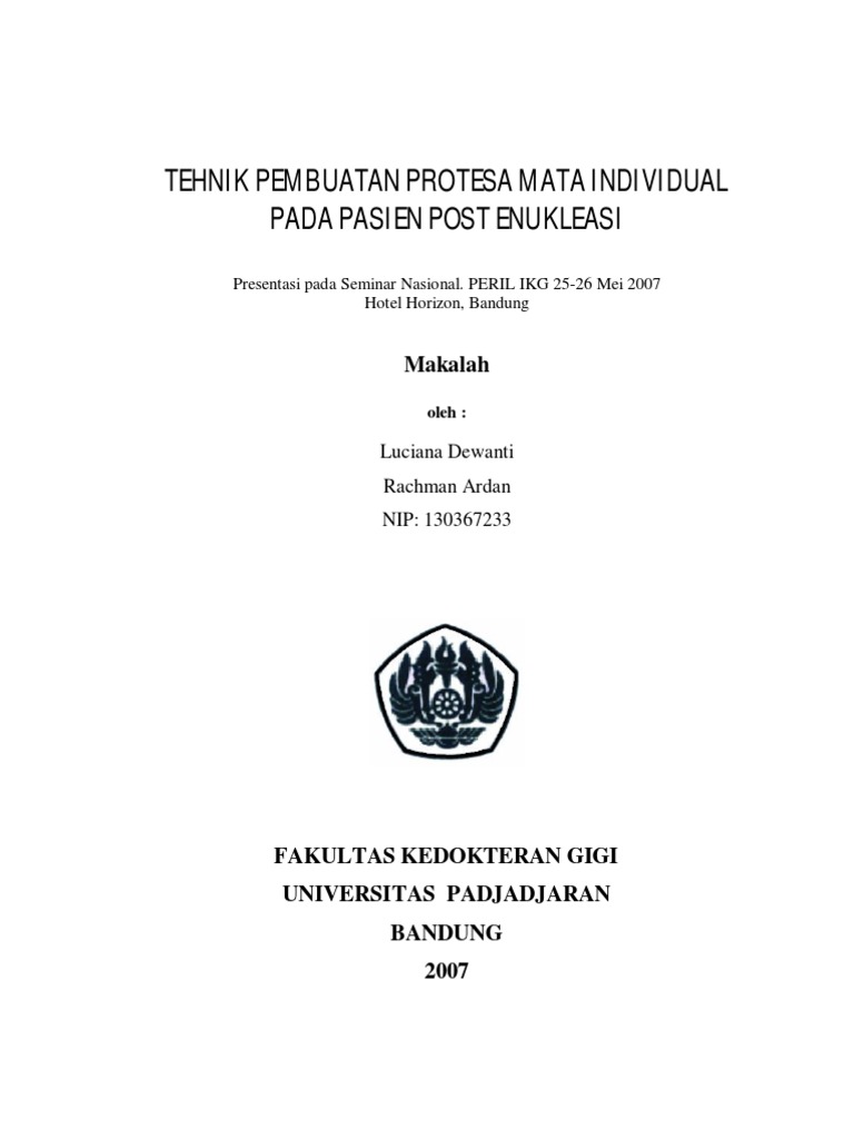 MKLH Teknik Pembuatan Protesa Mata Makalah Unpad | PDF