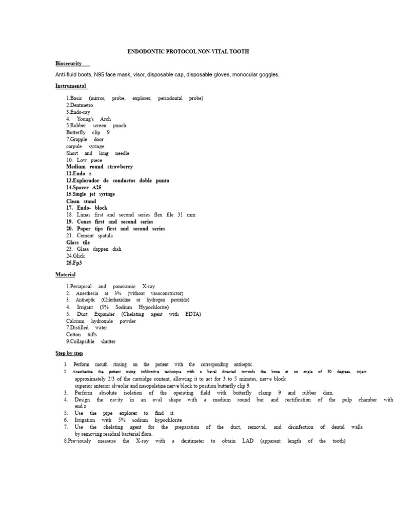 Endodontic Protocol For Non-Vital Tooth Prior To Correction | PDF ...