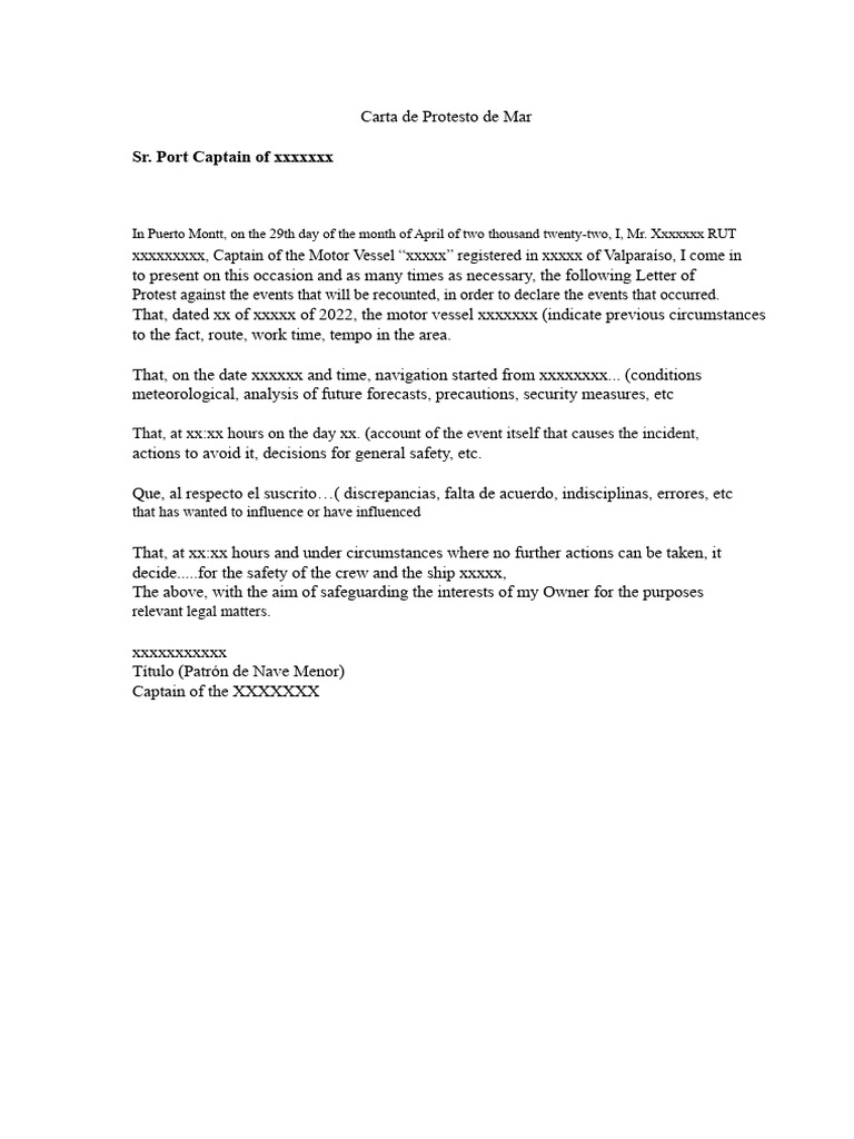 Letter of Protest at Sea | PDF