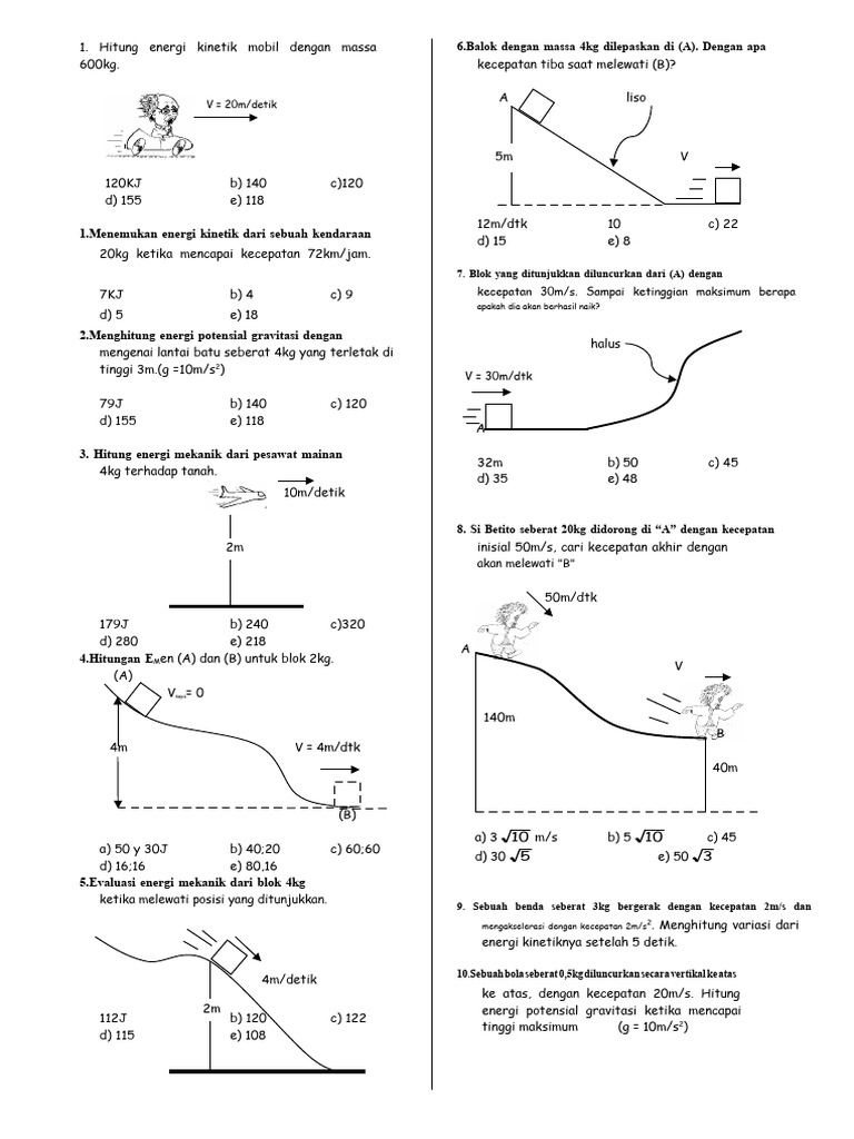 Latihan Energi Kinetik Dan Potensial. Dasar | PDF