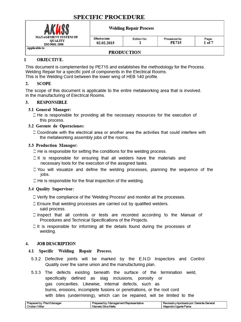 PE715 Welding Repair Process Rev-1 | PDF | Welding | Construction