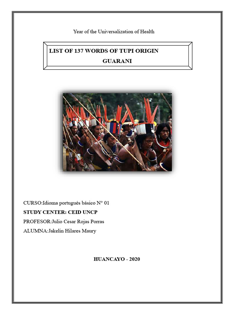 Tupi-Guarani Words in Portuguese | PDF | Brazil