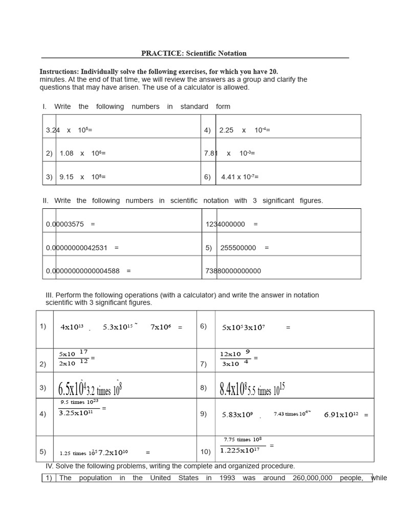 Exercises On Scientific Notation | PDF | Blood | Milky Way