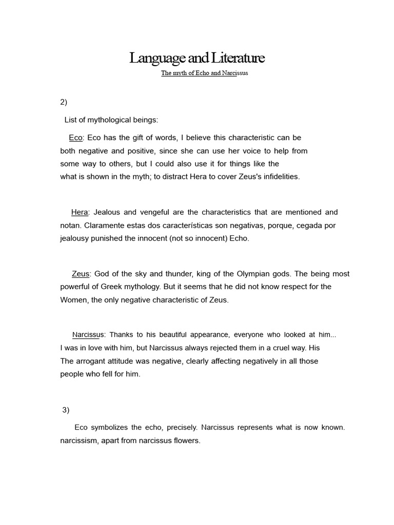 The Myth of Echo and Narcissus | PDF