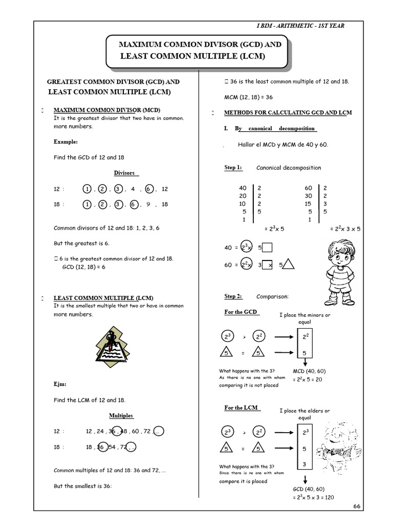1ST YEAR - GCD - LCM | PDF | Number Theory | Arithmetic