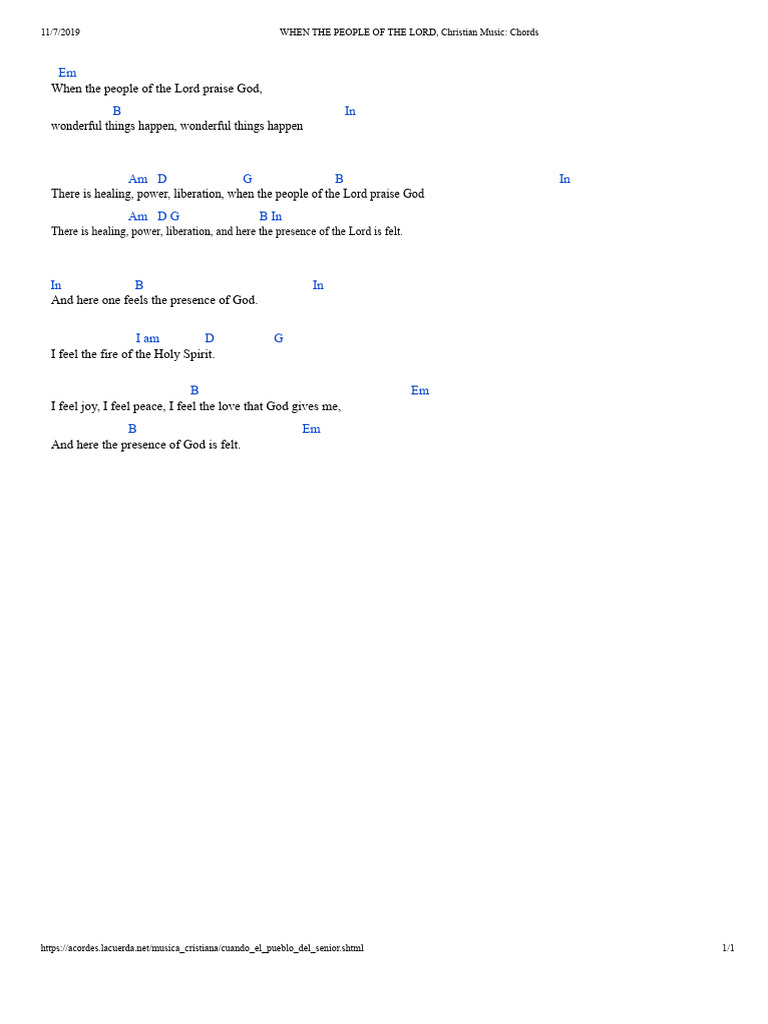 WHEN THE PEOPLE OF THE LORD, Christian Music - Chords | PDF