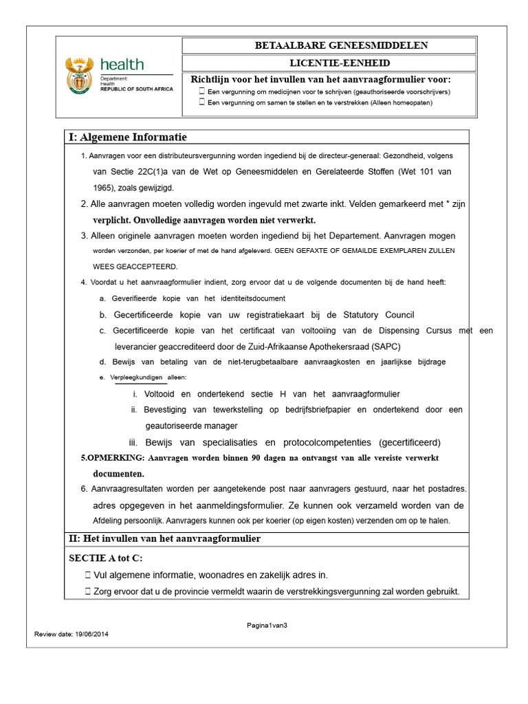 Nieuwe Aanvraagformulier Voor Dispensing Licentie | PDF