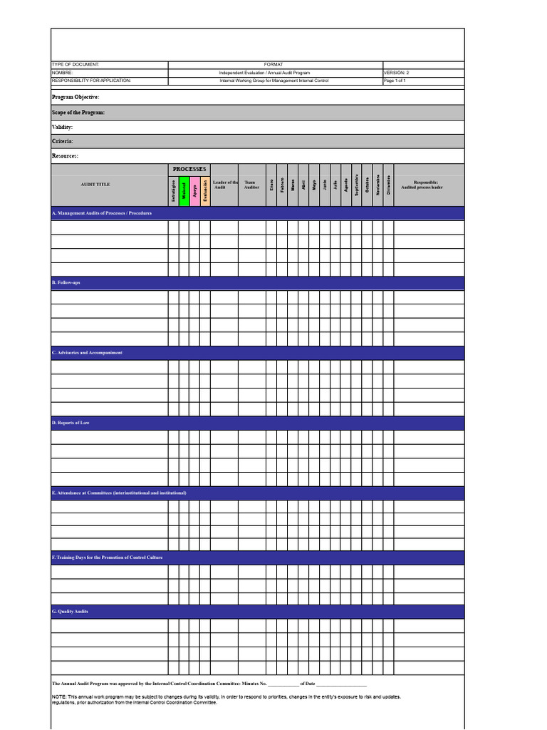 Example of An Audit Program | PDF | Internal Control | Audit