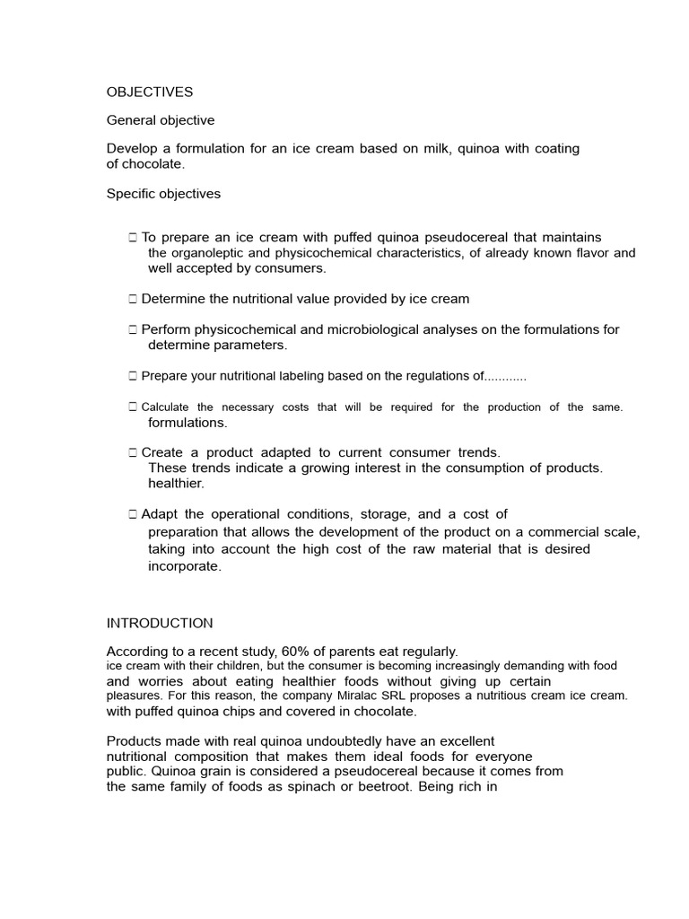 Ice Cream Objectives Theoretical Framework Conclusions | PDF ...