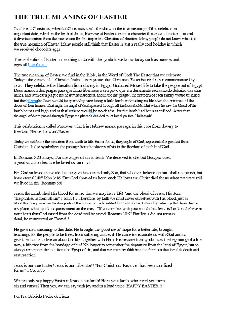 The True Meaning of Easter | PDF | Easter | Passover