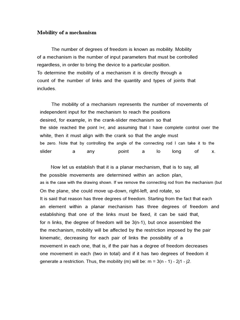 Mobility of A Work Mechanism | PDF | Machines | Applied And ...