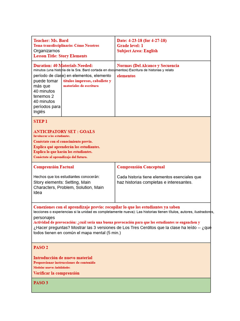 Elementos de la Historia para Primer Grado | PDF