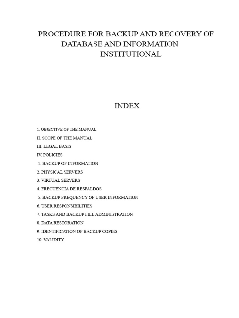 Procedure for Backup and Recovery of Institutional Information | PDF | Backup | Computer File