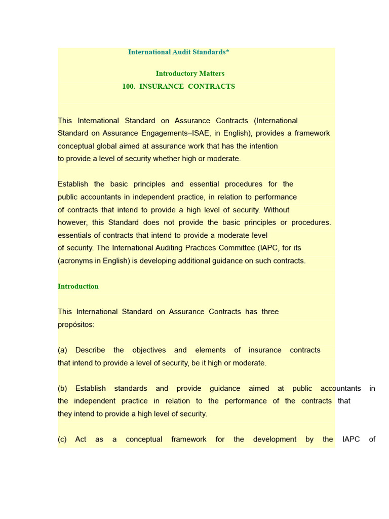 International Auditing Standards 100-199 | PDF | Audit | Financial Audit