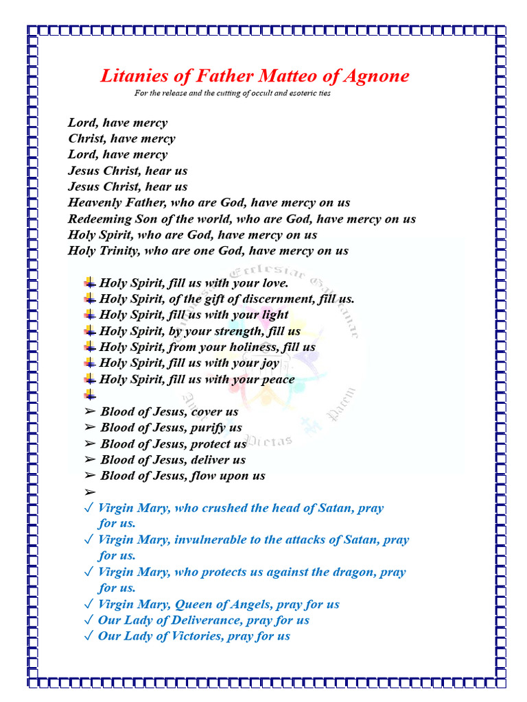 Litanies for Deliverance by Father Matteo | PDF | Mary, Mother Of Jesus ...