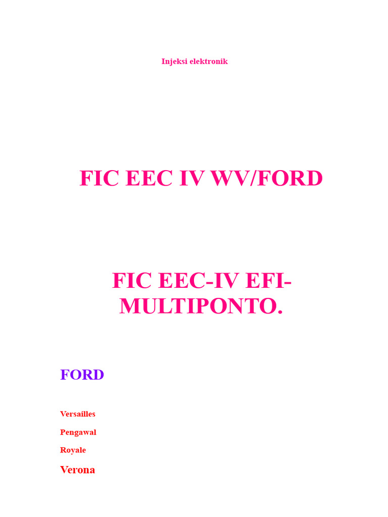 Sistem Injeksi Elektronik FIC EEC-IV | PDF