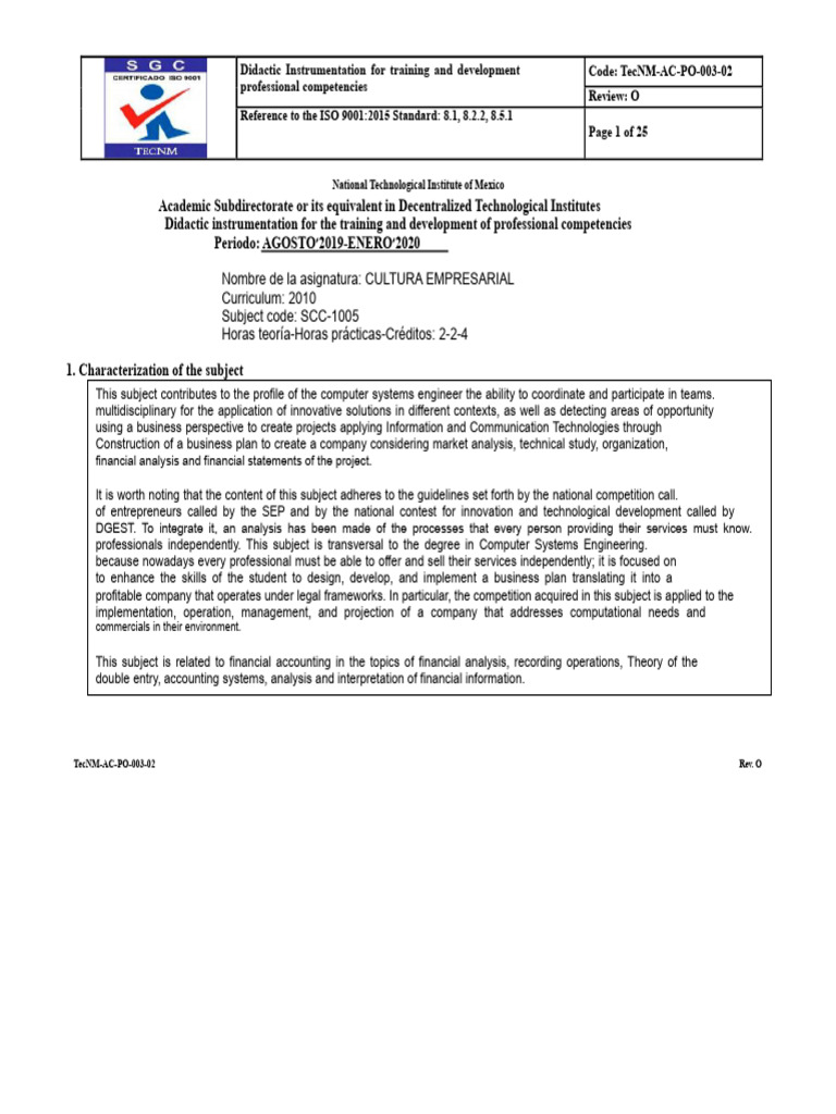 Tecnm-Ac-Po-003-02 - Instrumentation - Business Culture | PDF ...