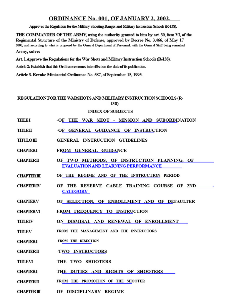R 138 Port 001-2002 - Reg TG and Military Instruction Schools | PDF ...