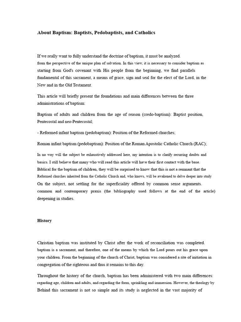 Baptism - Paedobaptism or Credobaptism | PDF | Baptism | Covenant Theology