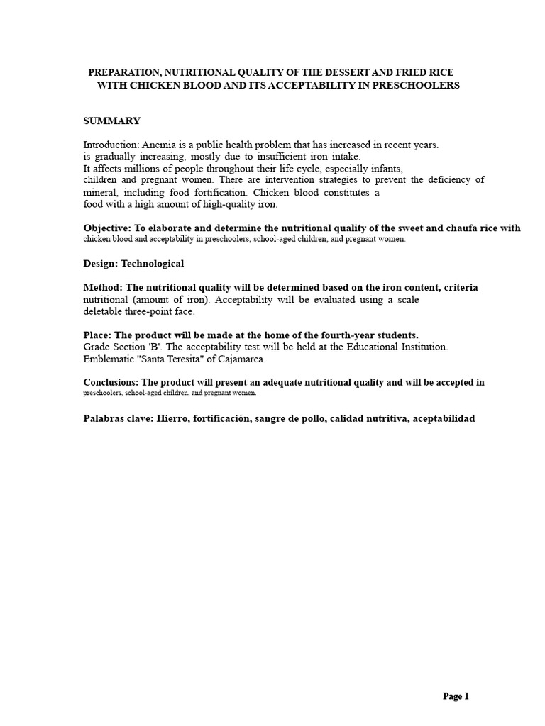 Preparation of A Delicacy Based On Chicken Blood | PDF | Hemoglobin ...