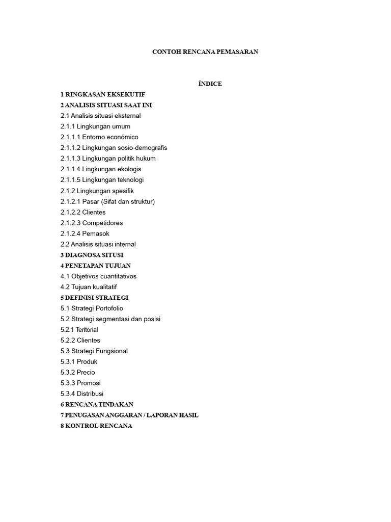 Contoh Rencana Pemasaran | PDF
