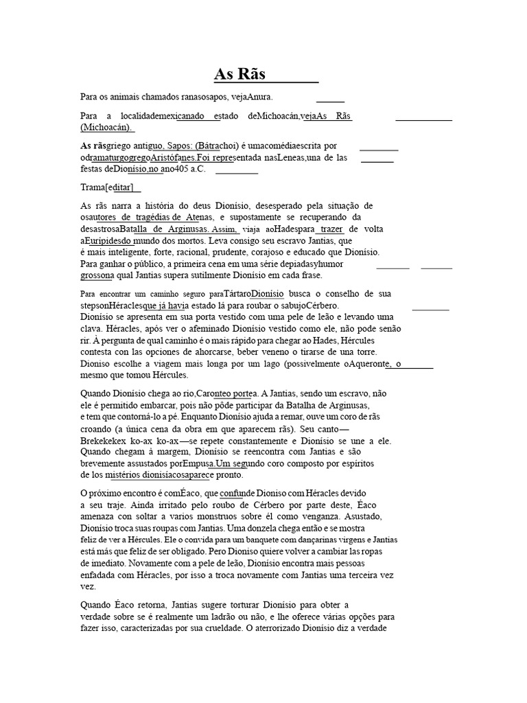 AS RANAS | PDF | Dionísio | Eurípides