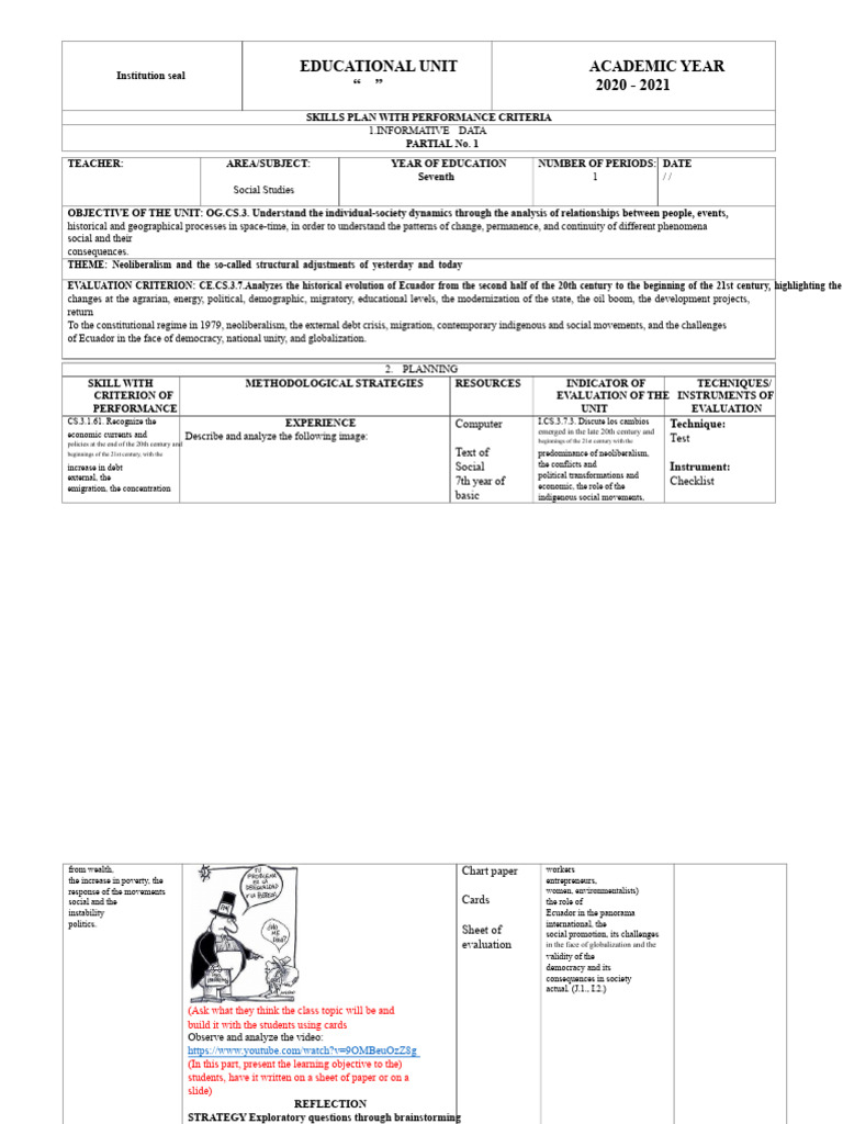 Neoliberalism in Ecuador: 7th Grade Unit | PDF | Evaluation | Neoliberalism