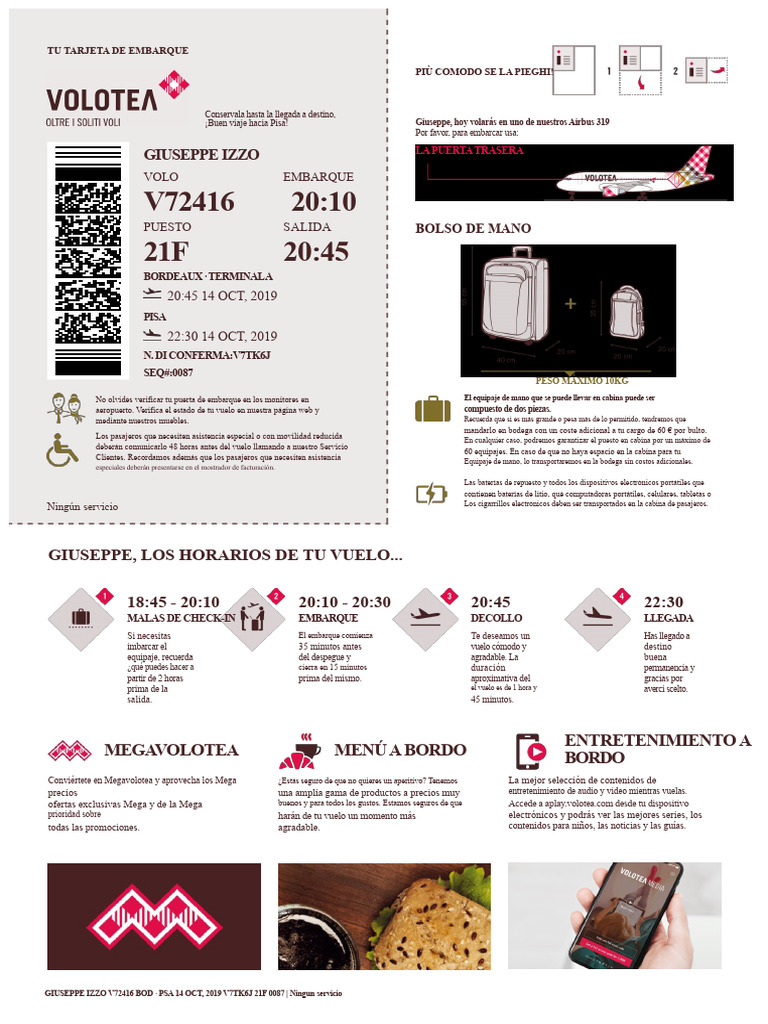 Volotea Ejemplo Billete | PDF | Aviación