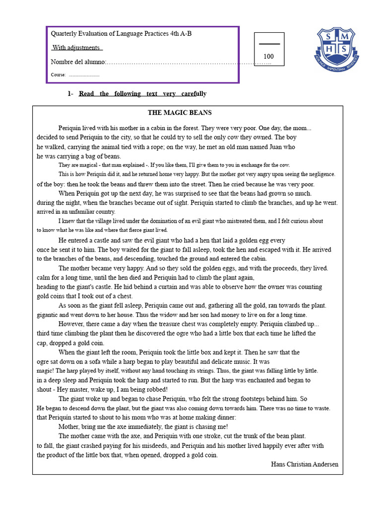 I Tell The Magic Beans and Questions | PDF | Folklore