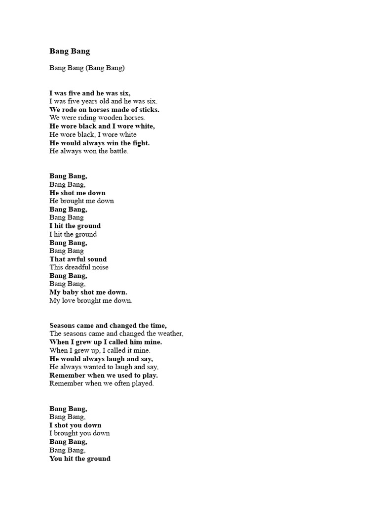 Lyrics and Translation of Bang Bang | PDF