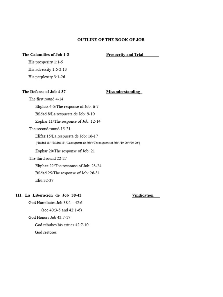 Outline of The Book of Job | PDF