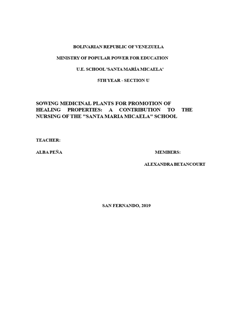 Project "Medicinal Plants" | PDF | Ginger | Theory