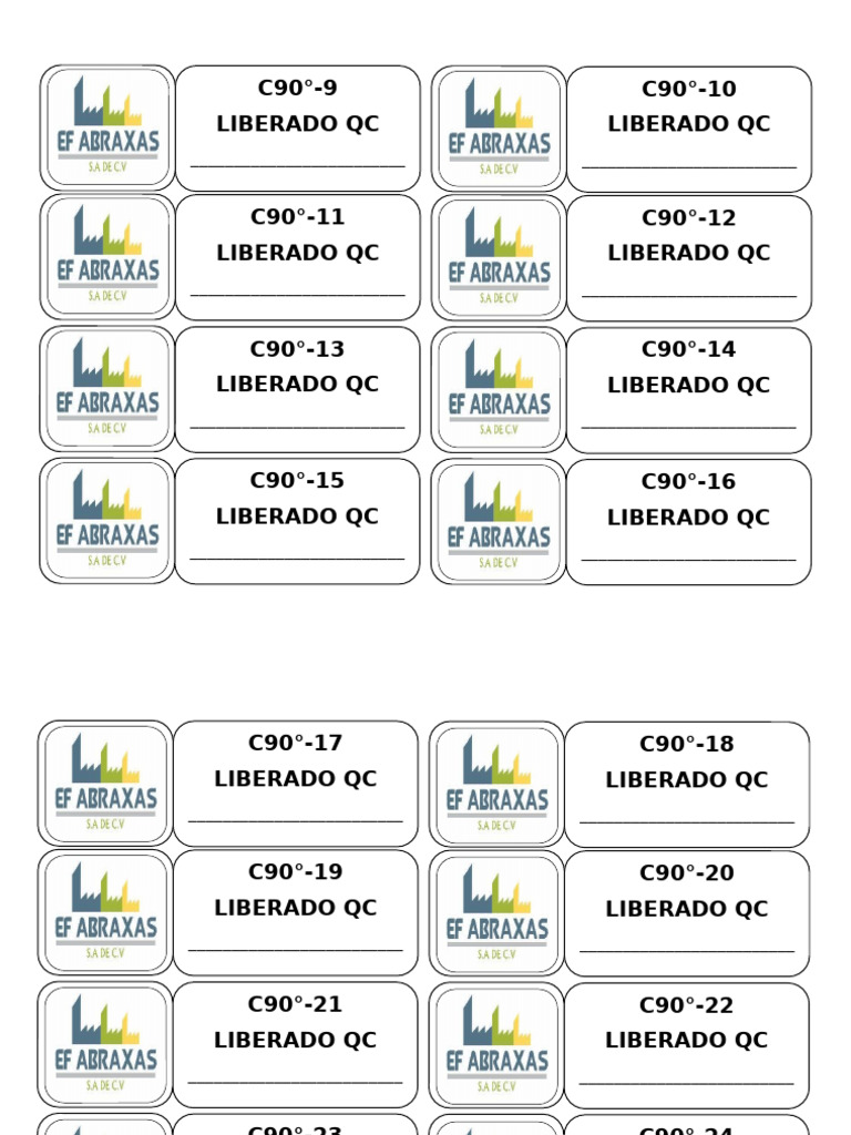 Lista de Documentos C90 Liberados QC | PDF