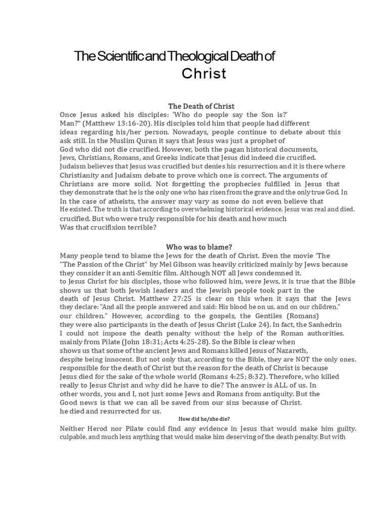 The Scientific Death of Jesus PDF | PDF | Crucifixion Of Jesus | Jesus