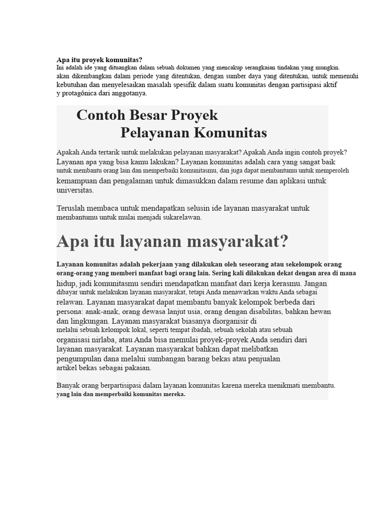 Ide Proyek Layanan Komunitas Kreatif | PDF