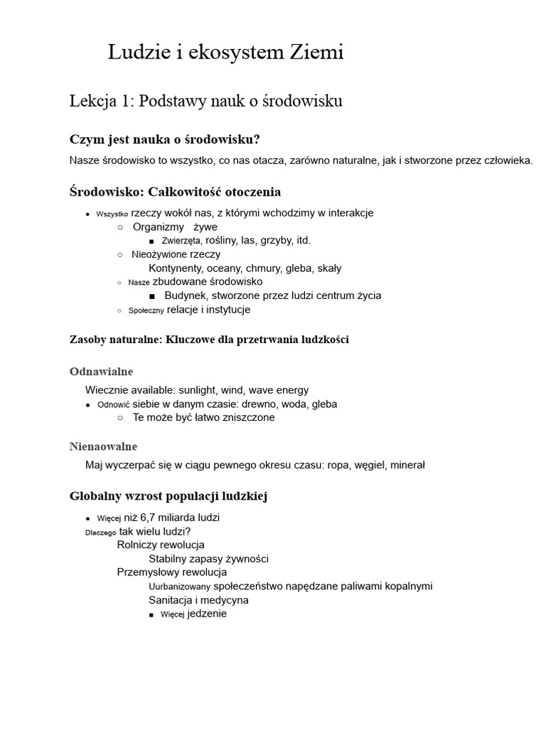 Ludzie I Ekosystem Ziemi | PDF