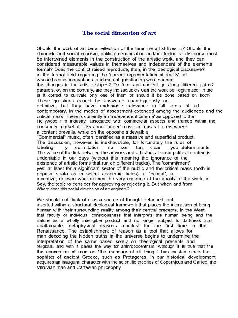 The Social Impact of Art Explained | PDF | Reason | Reality