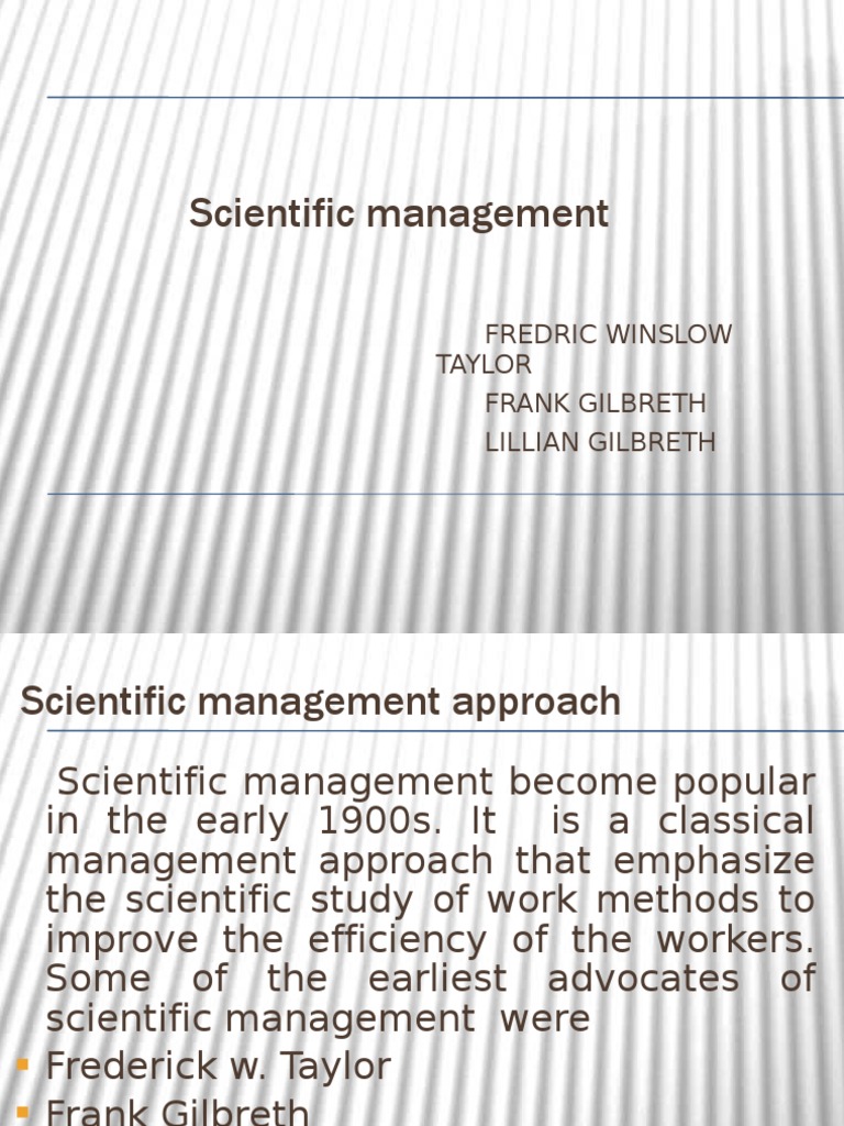 Scientific Management Approach | PDF | Science And Technology | Science
