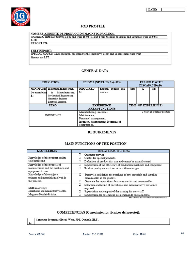 Job Profile Production Manager | PDF | Business
