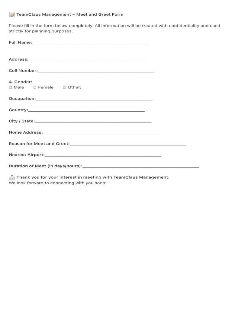 TeamClaus Meet and Greet Form | PDF