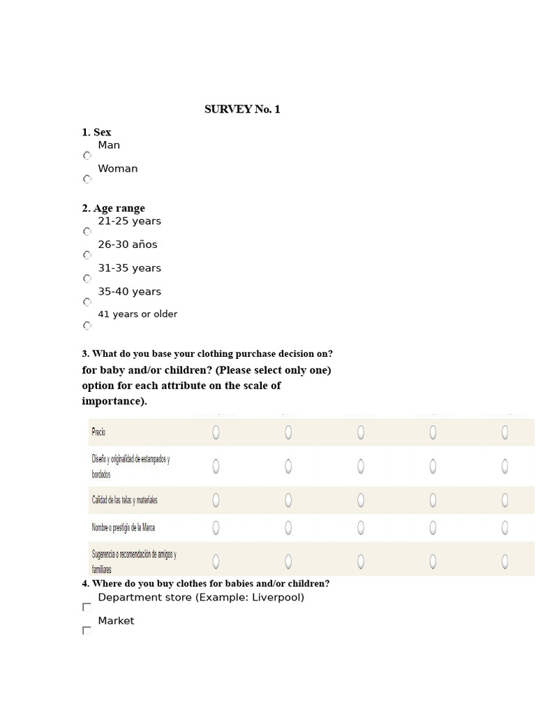 Children's Clothing Purchase Survey Insights | PDF