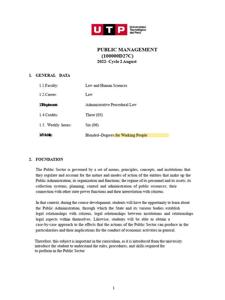 Public Management Course Overview | PDF | Public Administration ...