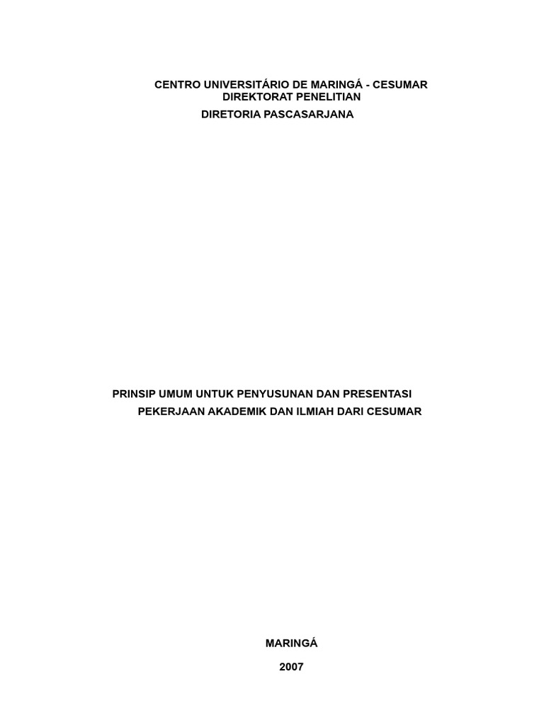 Panduan Penyusunan Karya Ilmiah CESUMAR | PDF