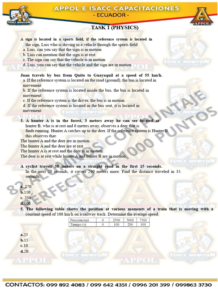TASK 1 (PHYSICS) | PDF | Acceleration | Speed