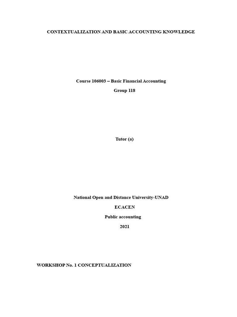 Contextualization and Basic Accounting Knowledge | PDF | Debits And ...