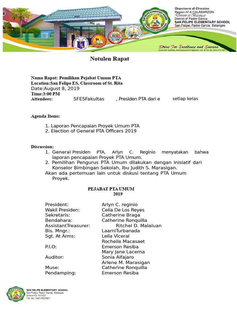 Notulen Rapat Pemilihan Pengurus Gen Pta | PDF